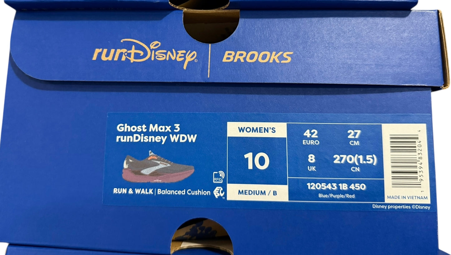 2026 runDisney WDW Brooks Ghost Max MK Castle Womens Sz 8 Lace Badges ...