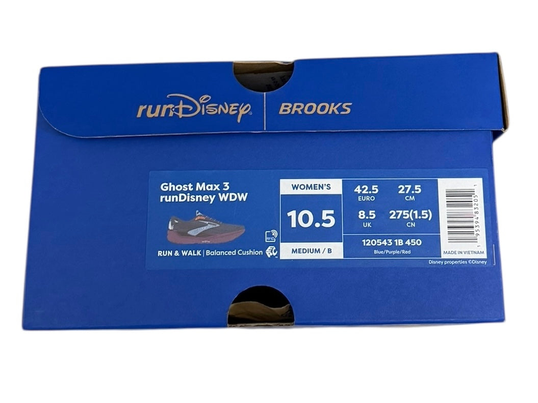 2026 runDisney WDW Brooks Ghost Max MK Castle Womens Sz 10.5 Lace Badg ...